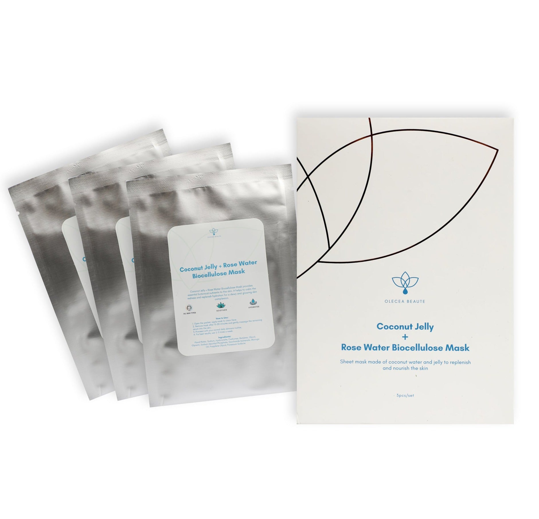 Coconut Jelly + Rose Water Biocellulose Mask – Olecea